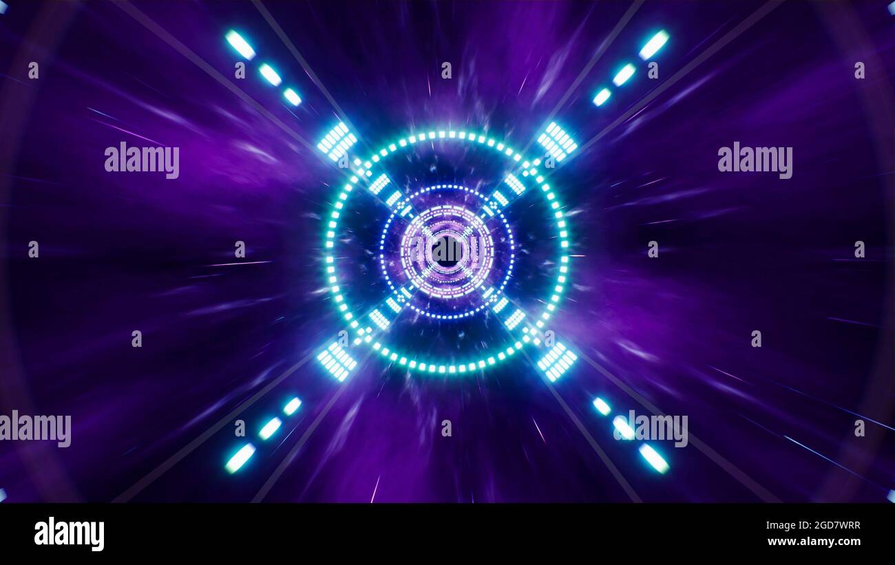 Moving Through Purple Dimension Tunnel Background Stock Photo - Alamy