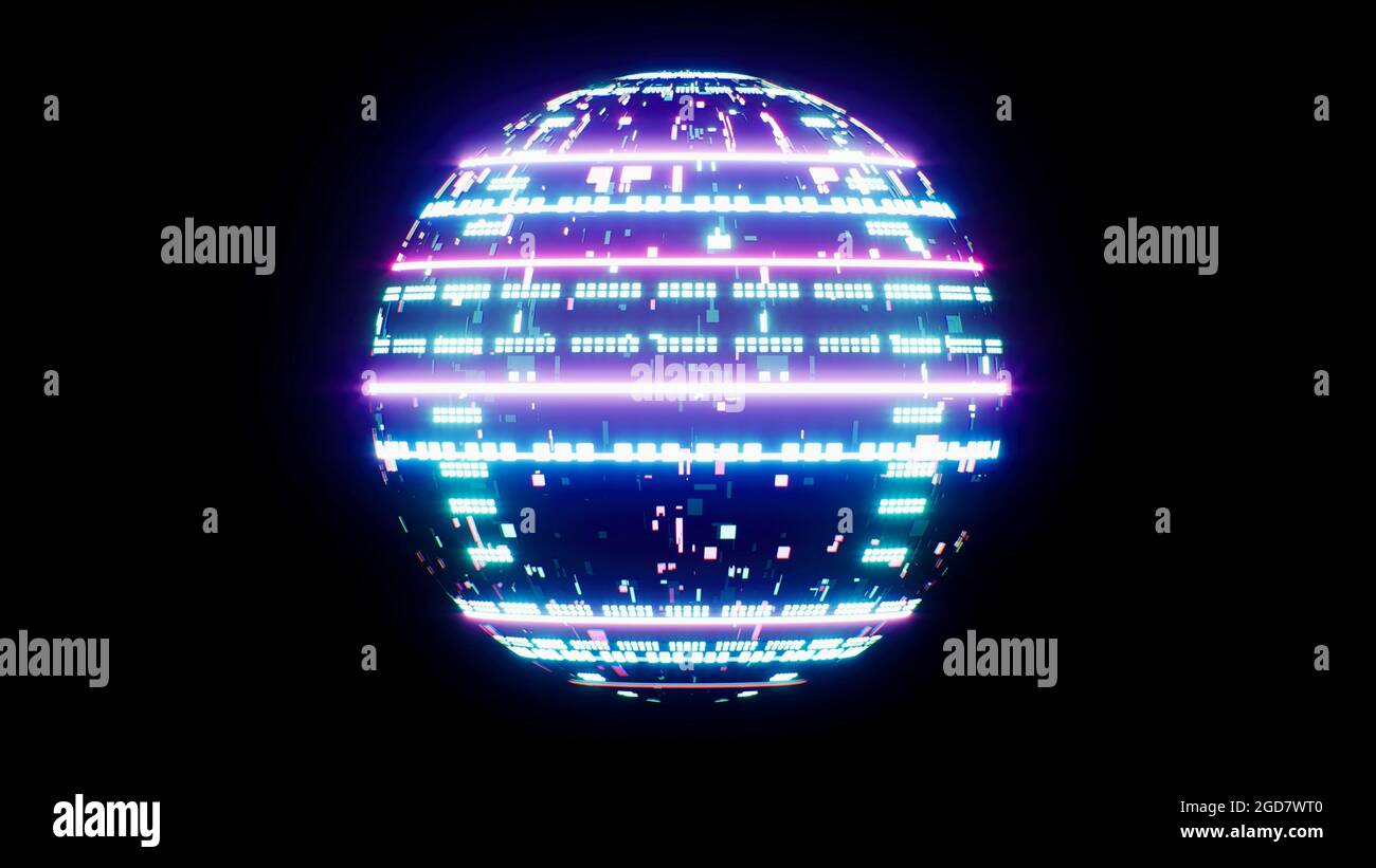 Cyberpunk Concept Blinking Light Neon Sphere Stock Photo - Alamy