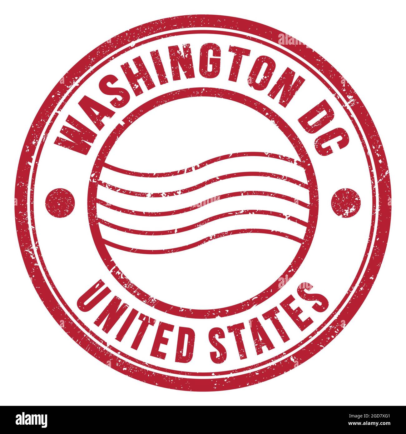 WASHINGTON DC - UNITED STATES, words written on red round postal stamp ...