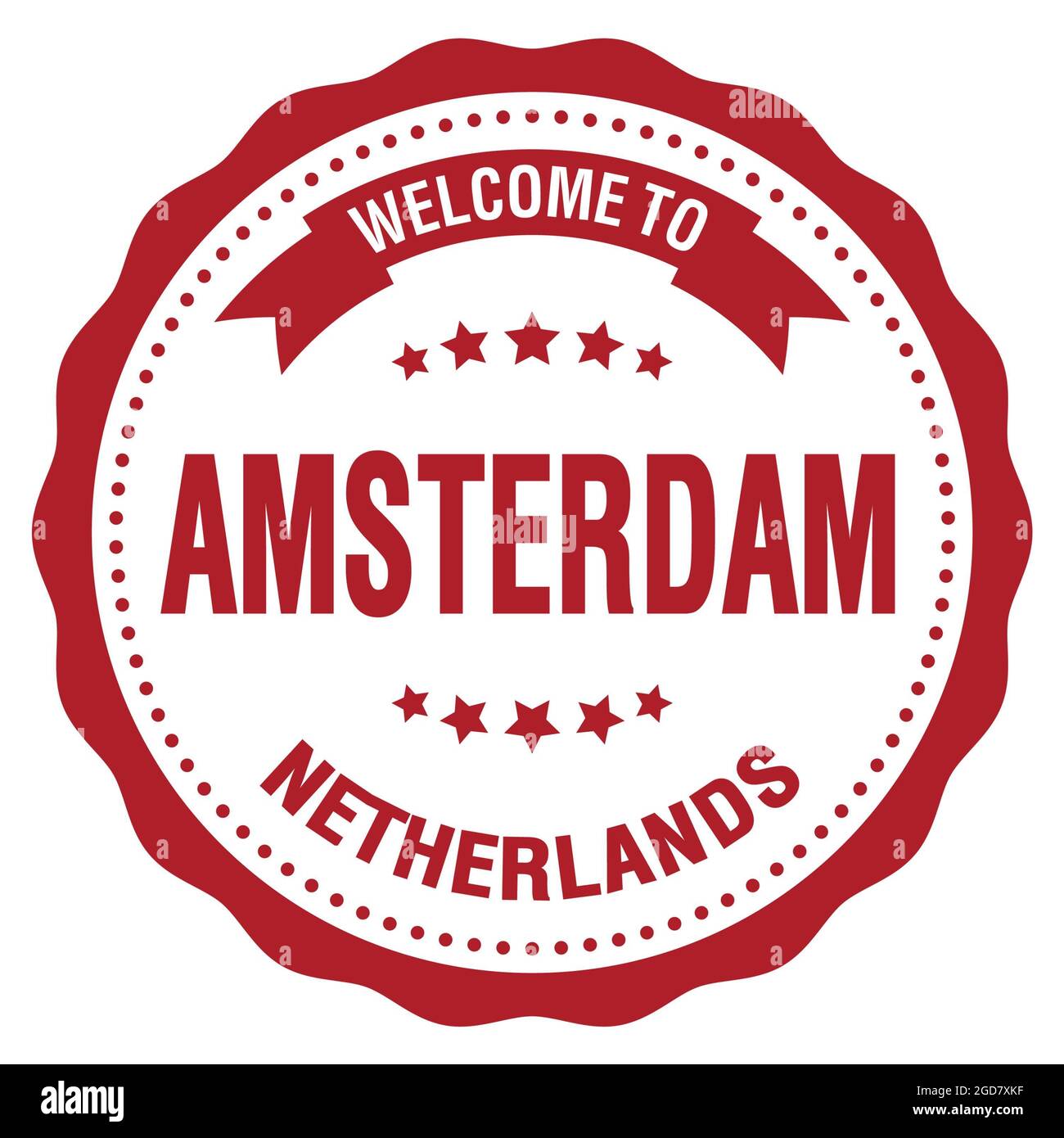 WELCOME TO AMSTERDAM - NETHERLANDS, words written on red round badge ...