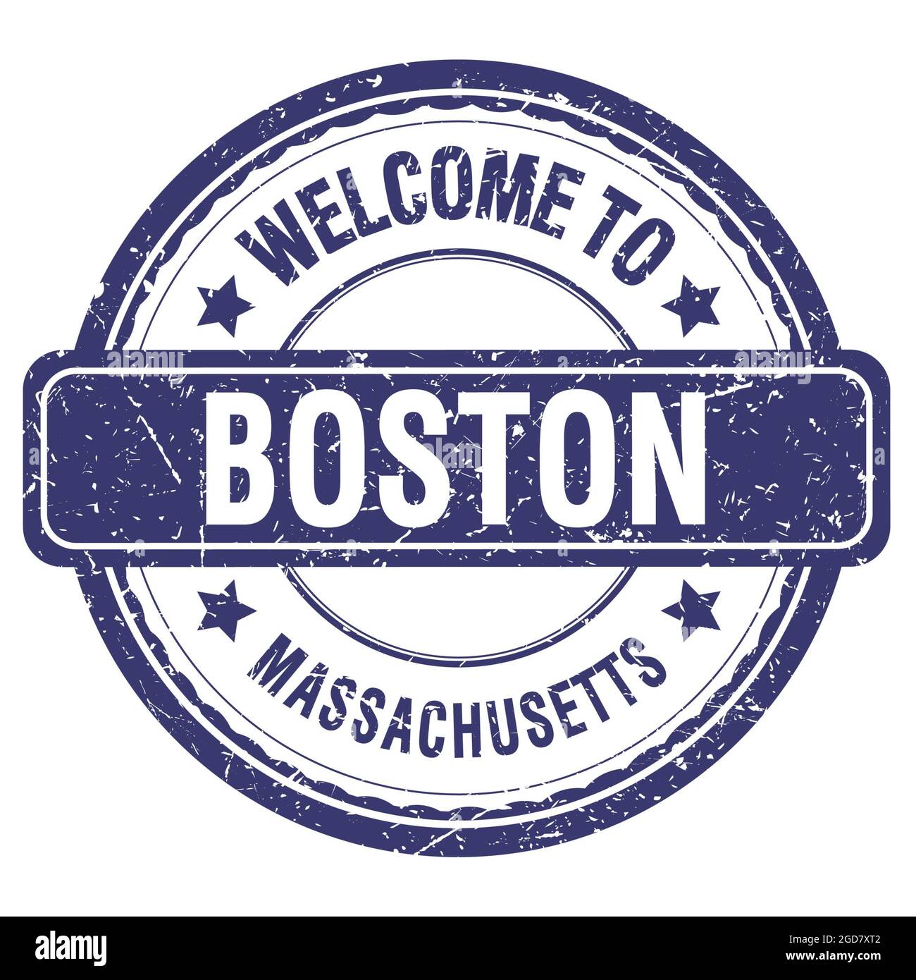 WELCOME TO BOSTON - MASSACHUSETTS, words written on blue grungy stamp ...