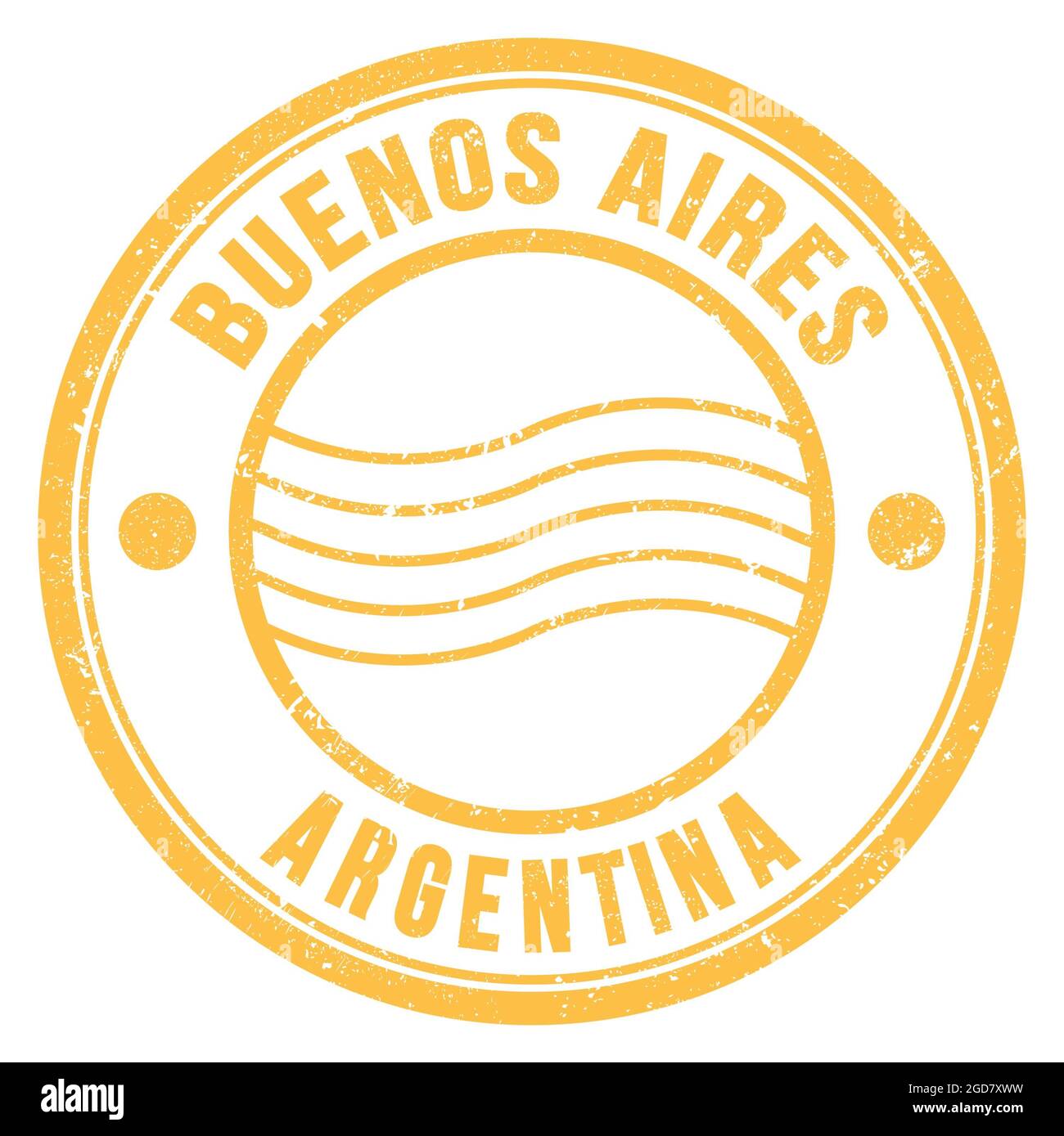 BUENOS AIRES - ARGENTINA, words written on yellow round postal stamp ...