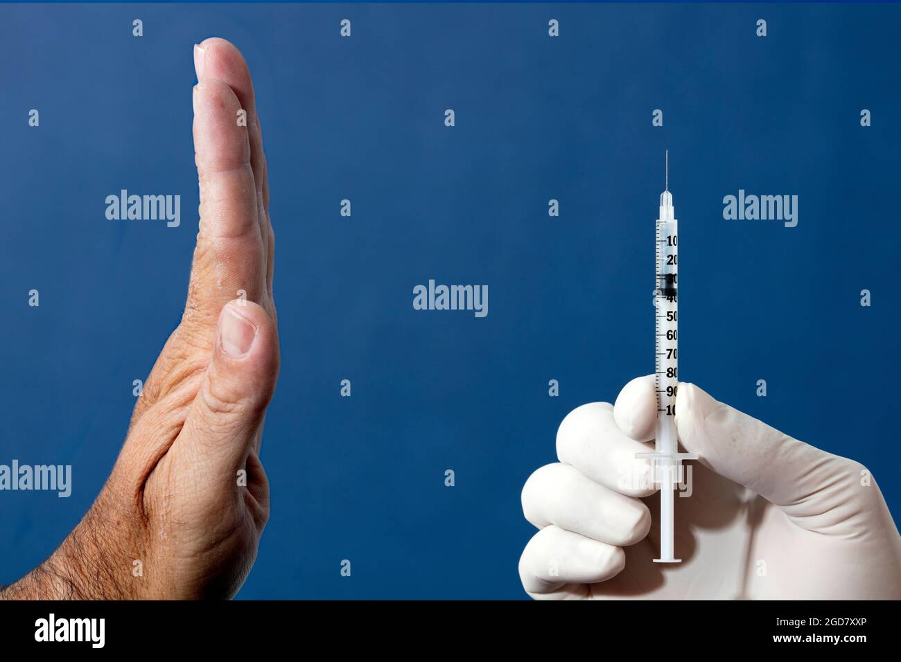 Denial of medical vaccination concept. Stop the medical injection ...