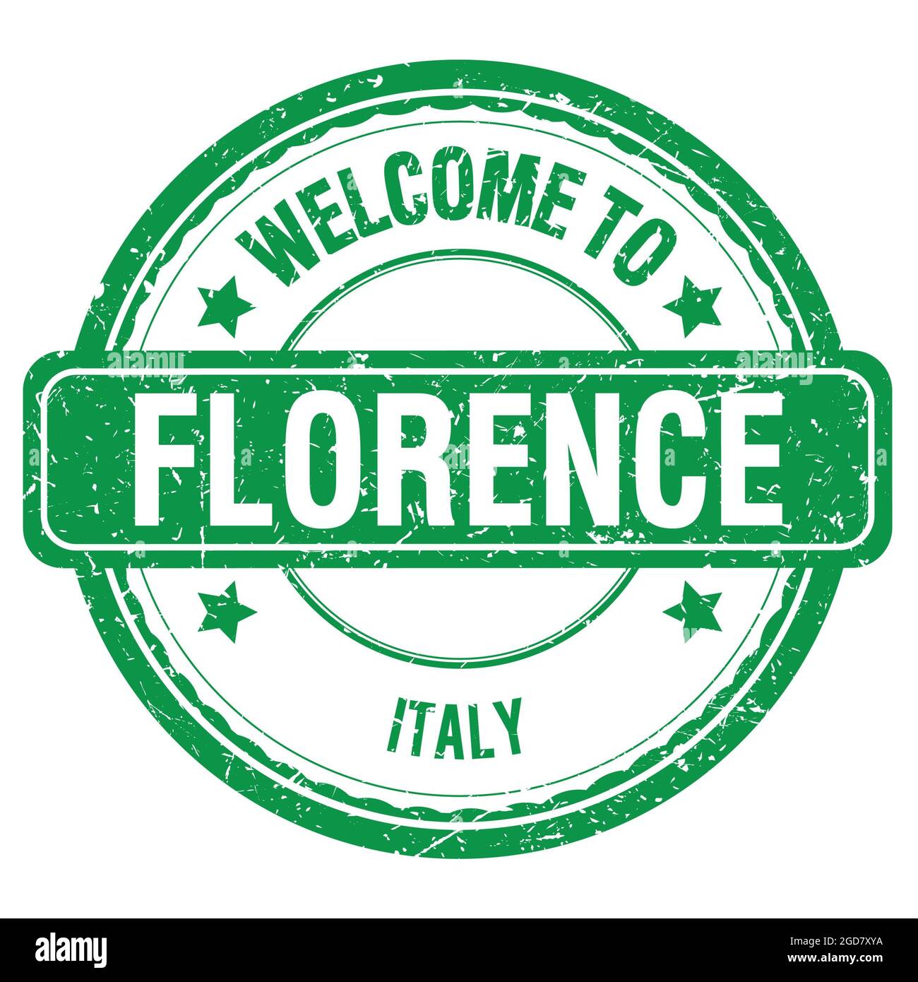 WELCOME TO FLORENCE - ITALY, words written on green grungy stamp Stock ...