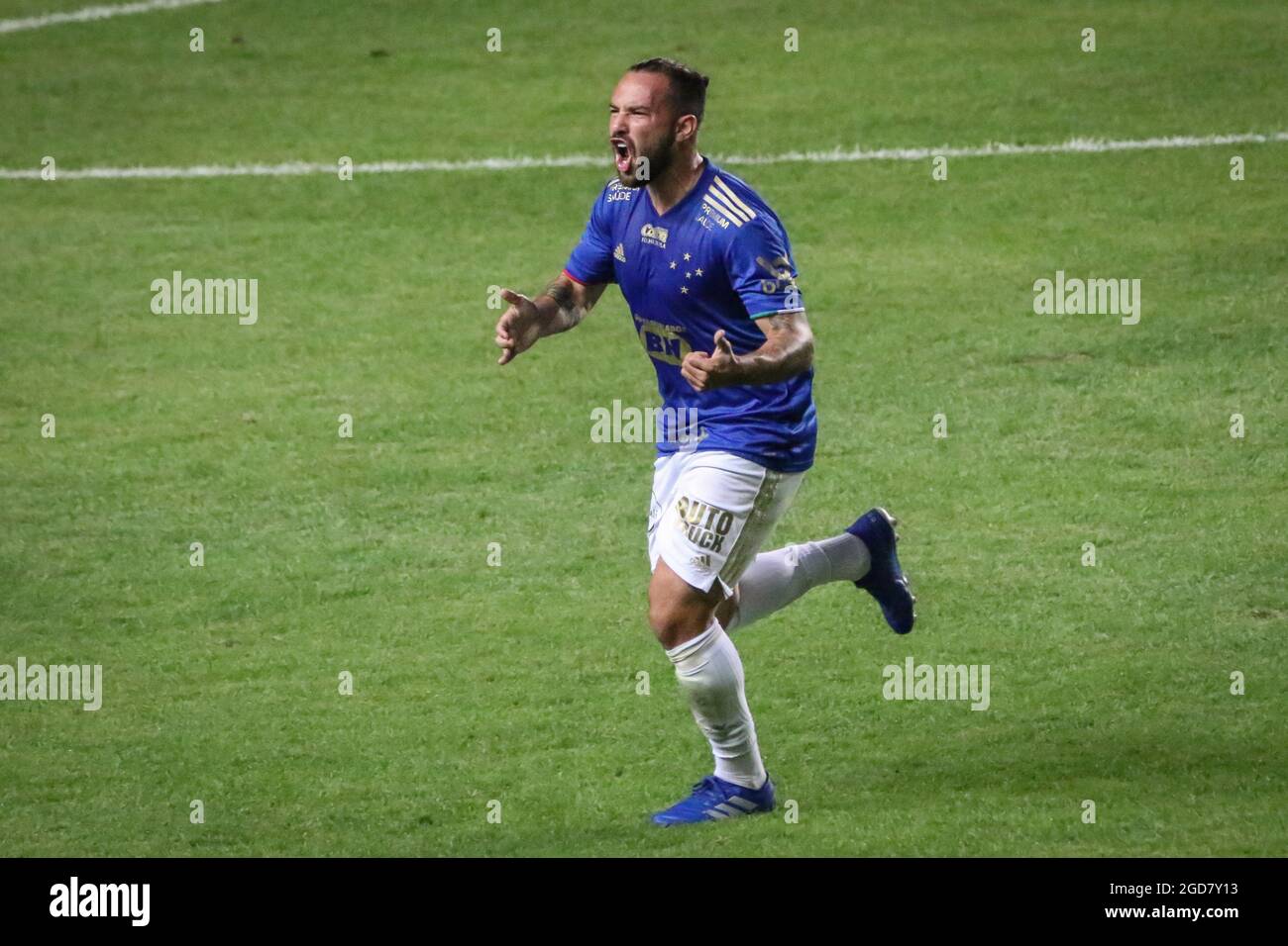 Belo Horizonte, Brazil. 11th Aug, 2021. Giovanni celebrates his goal ...