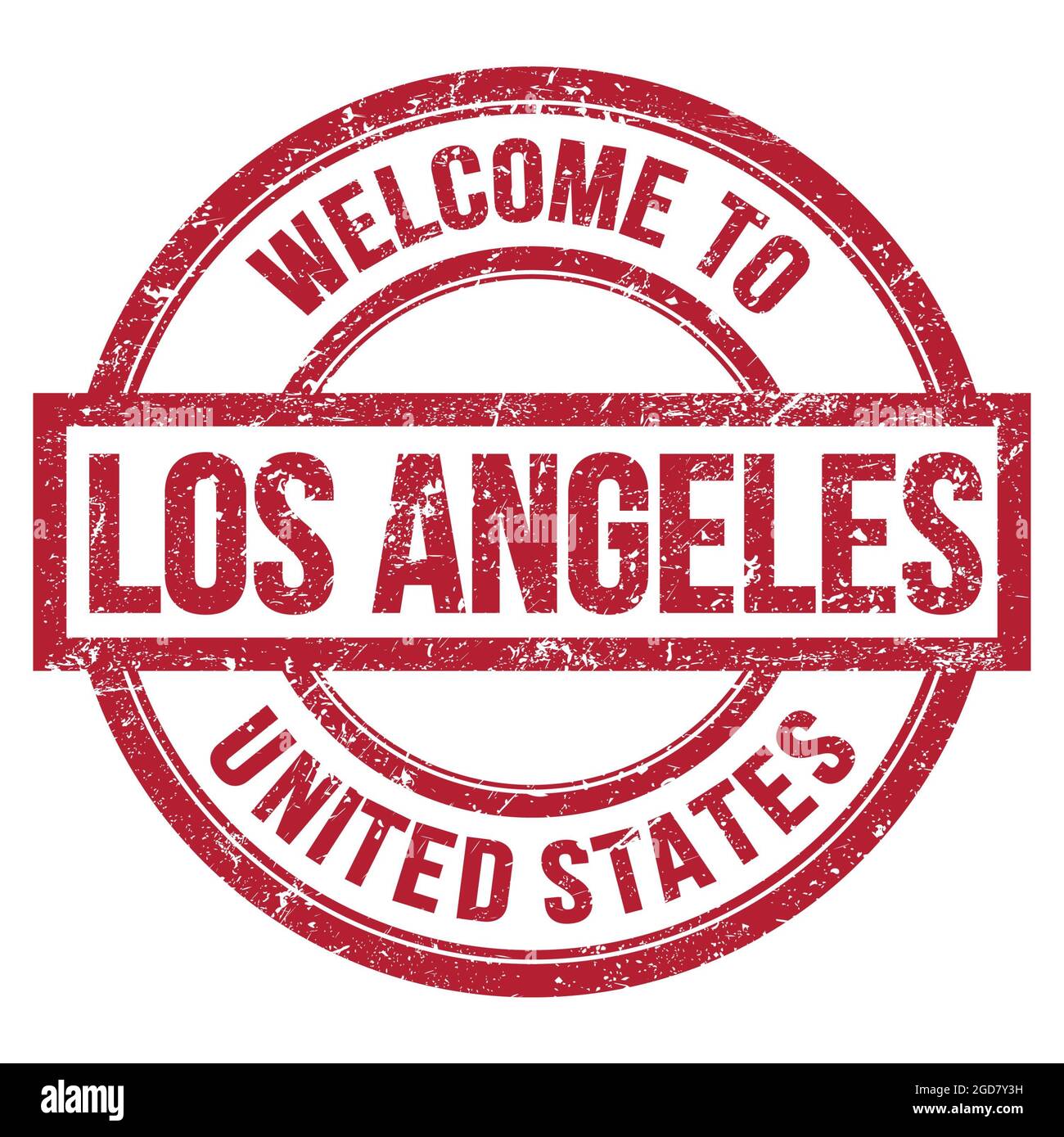 WELCOME TO LOS ANGELES - UNITED STATES, words written on red round ...