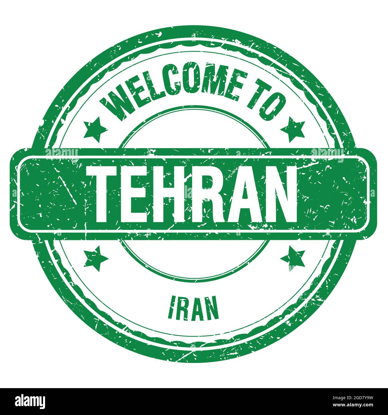 WELCOME TO TEHRAN - IRAN, words written on green grungy stamp Stock ...