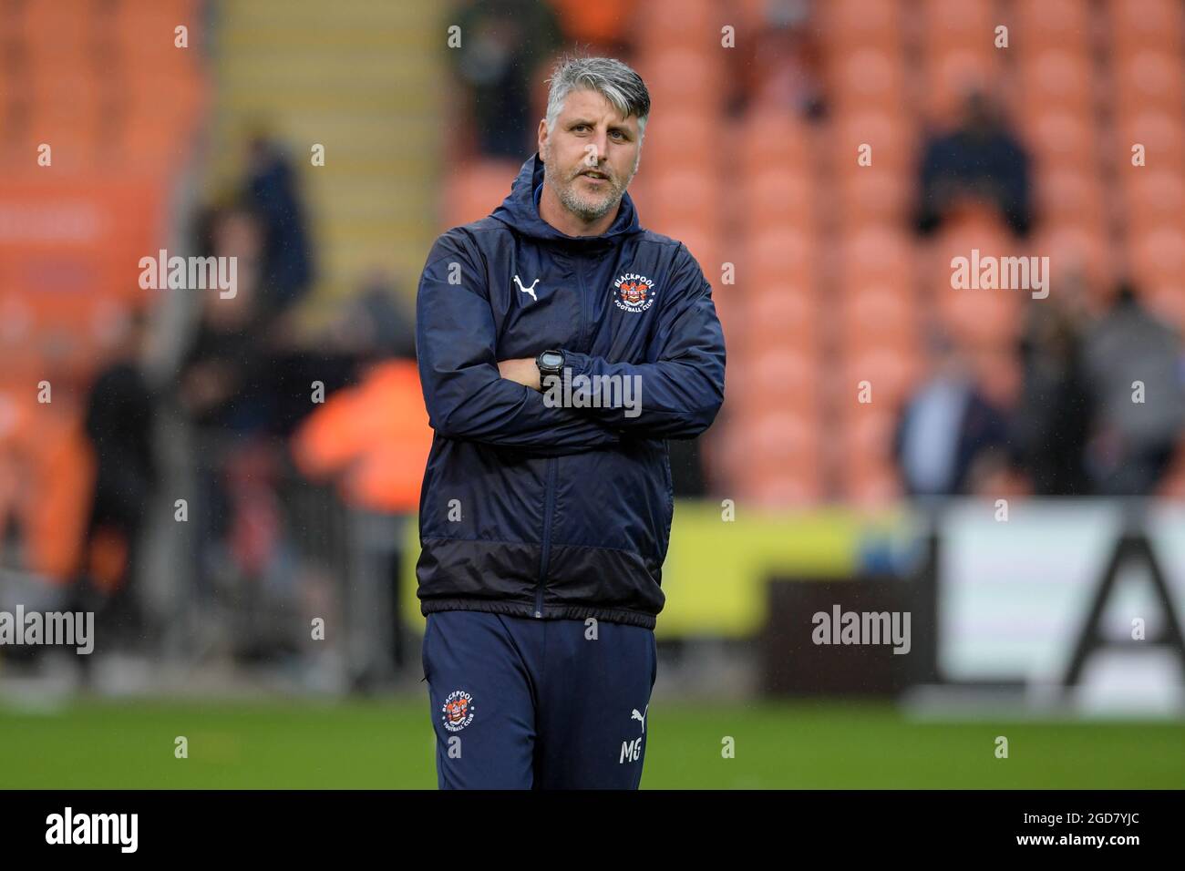 Mike Garrity assistant head coach of Blackpool in action Stock Photo ...