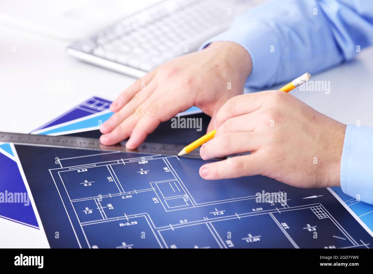 Architect working at office Stock Photo - Alamy