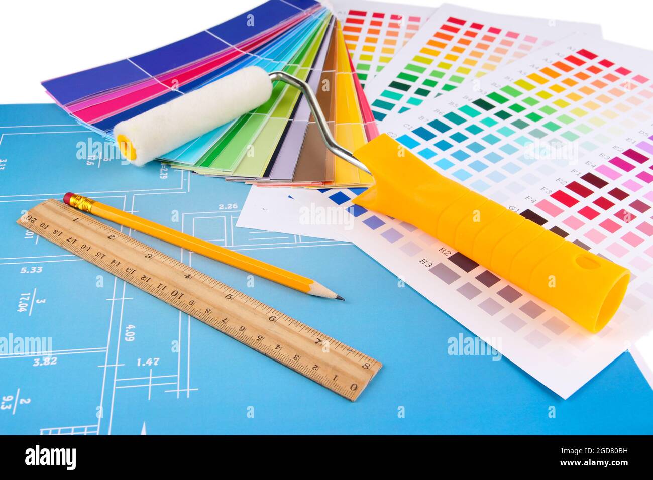 Drawing and color samples close up Stock Photo - Alamy