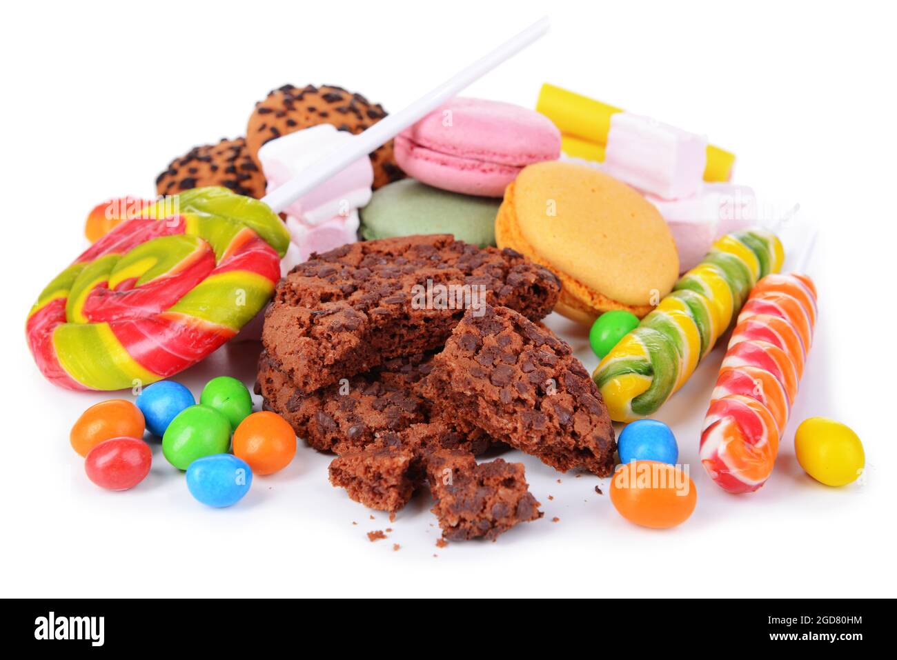 Different sweets isolated on white Stock Photo - Alamy
