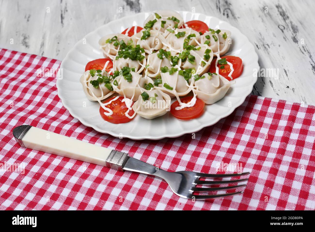 Meat dumplings - russian boiled pelmeni close up Stock Photo - Alamy