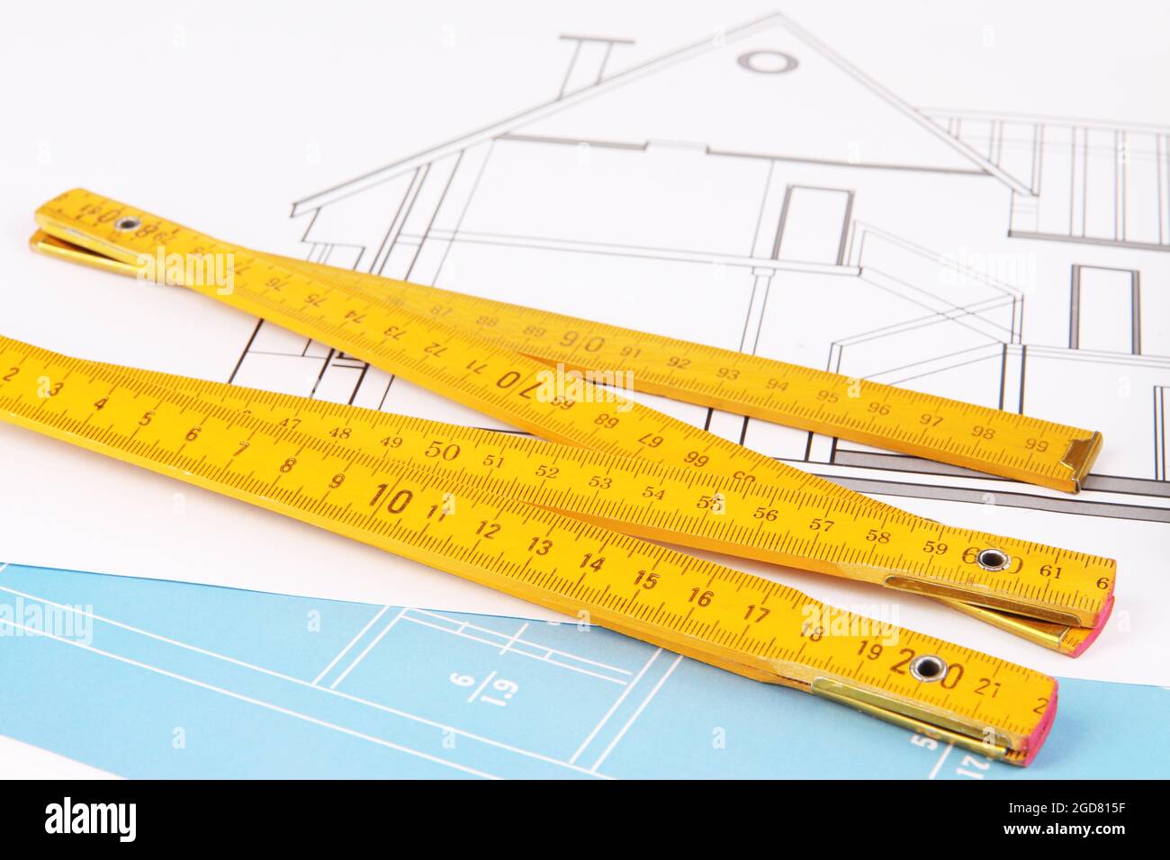 Ruler on drawing close up Stock Photo - Alamy