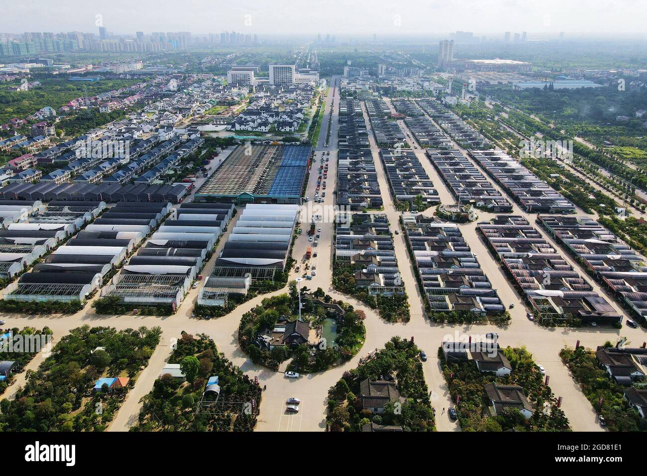 Aerial view of the flower and tree market, one of the most traded ...