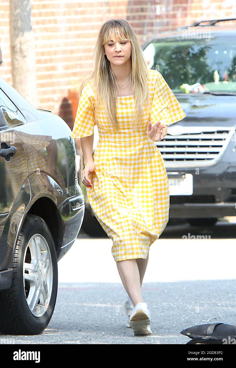 New York, NY, USA. 11th Aug, 2021. Kaley Cuoco on the set of Meet Cute ...