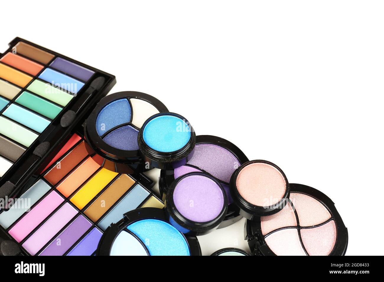 Bright eye shadows isolated on white Stock Photo - Alamy