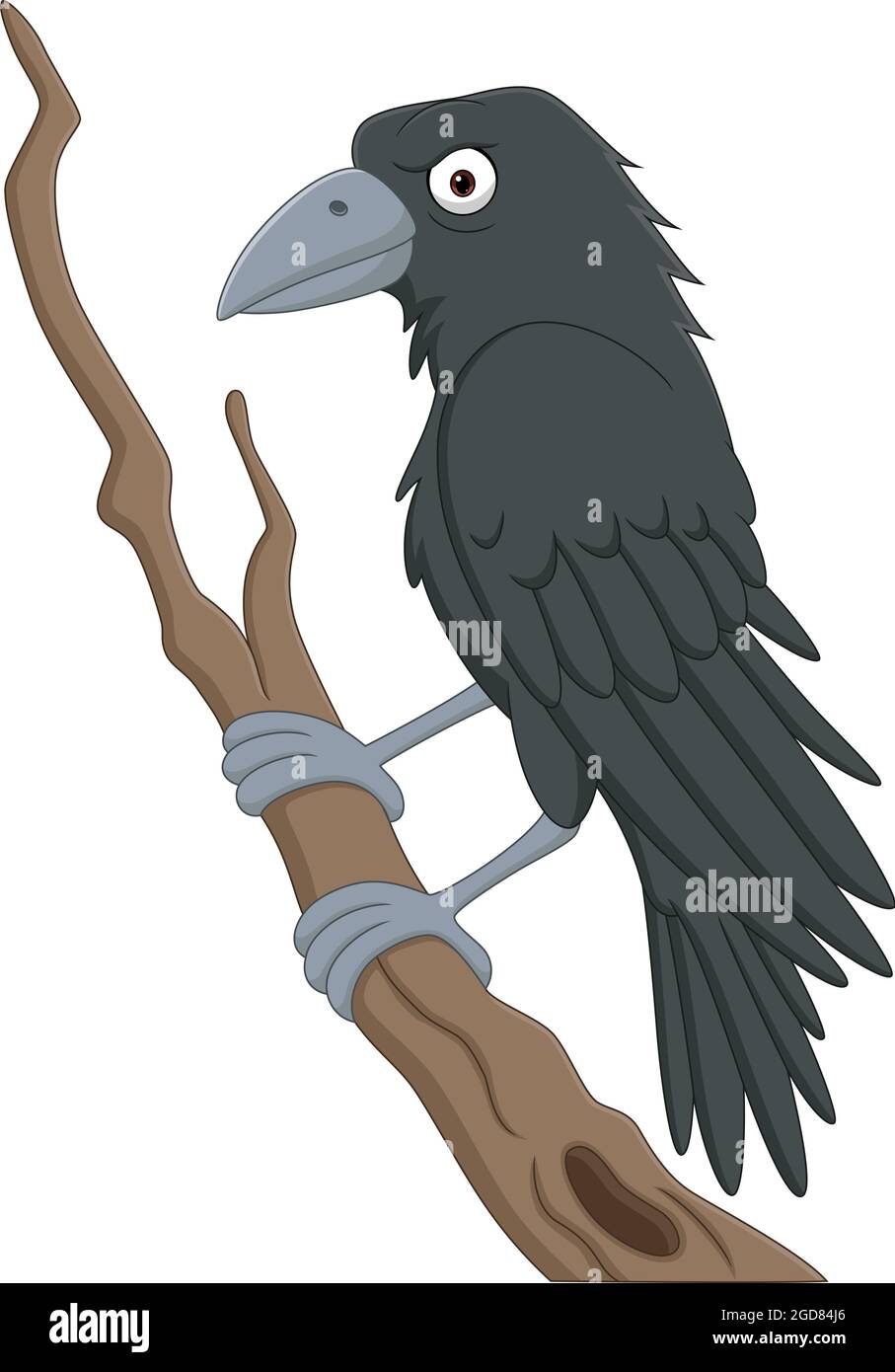 Cartoon crow standing on a tree branch Stock Vector Image & Art - Alamy