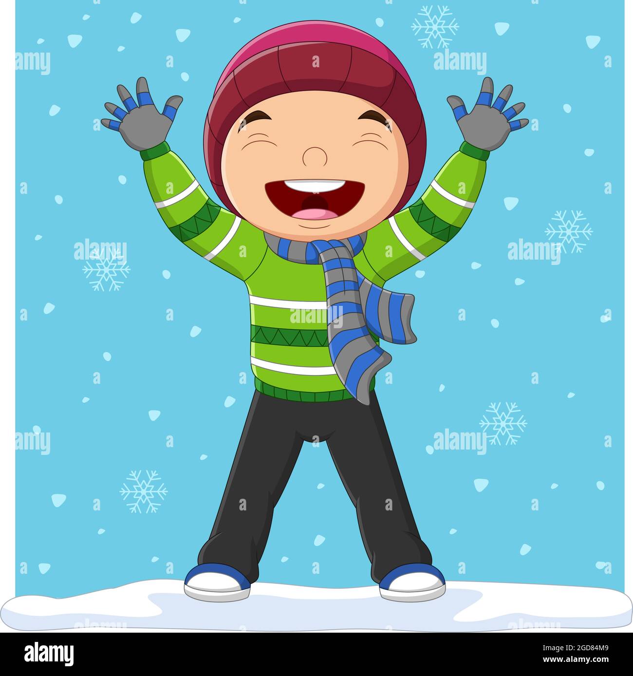 Cartoon little boy in winter clothes Stock Vector Image & Art - Alamy