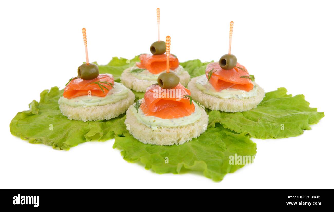 Delicious canapes isolated on white Stock Photo - Alamy