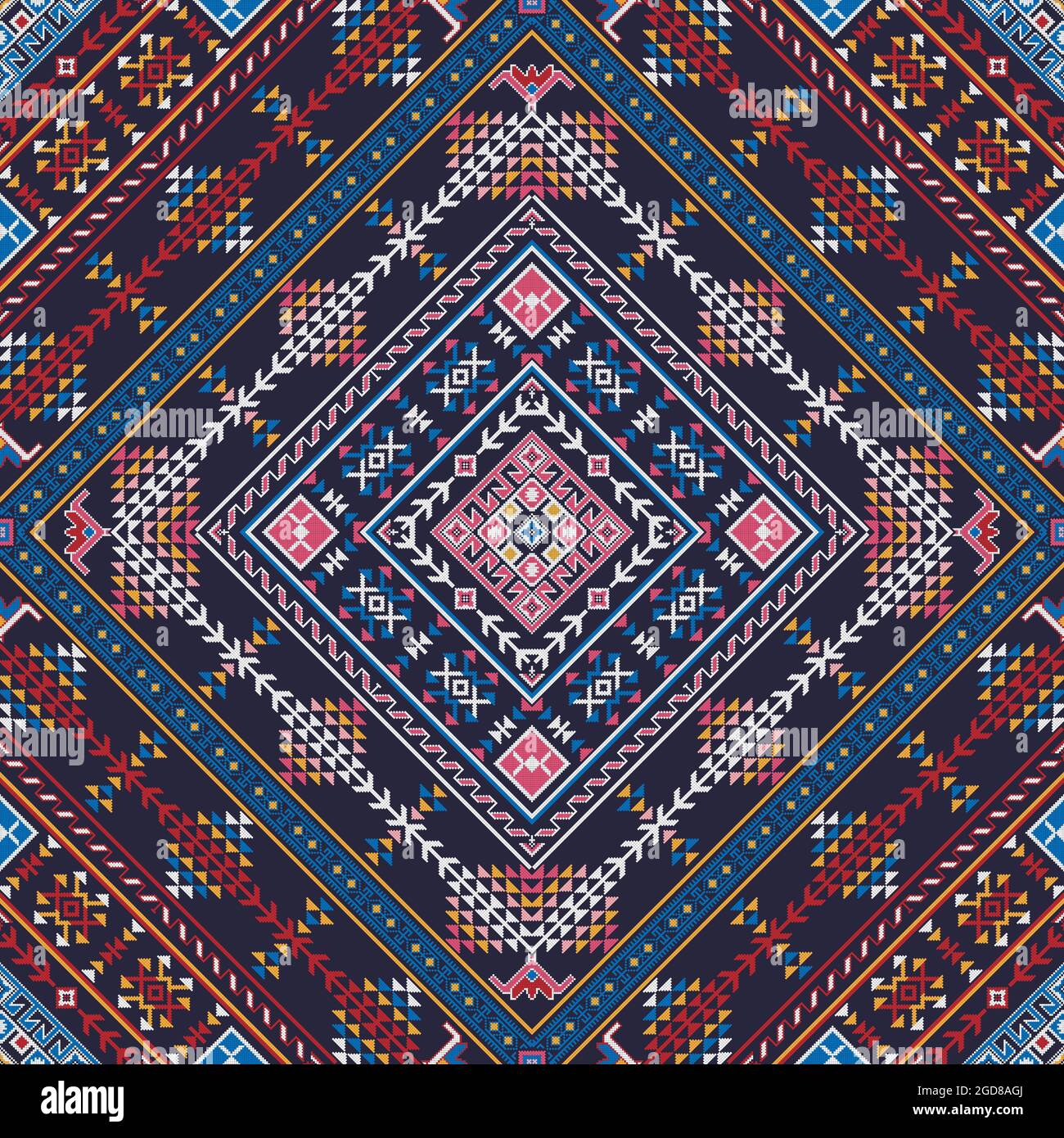 Traditional Georgian folk art embroidery vector pattern Stock Vector ...