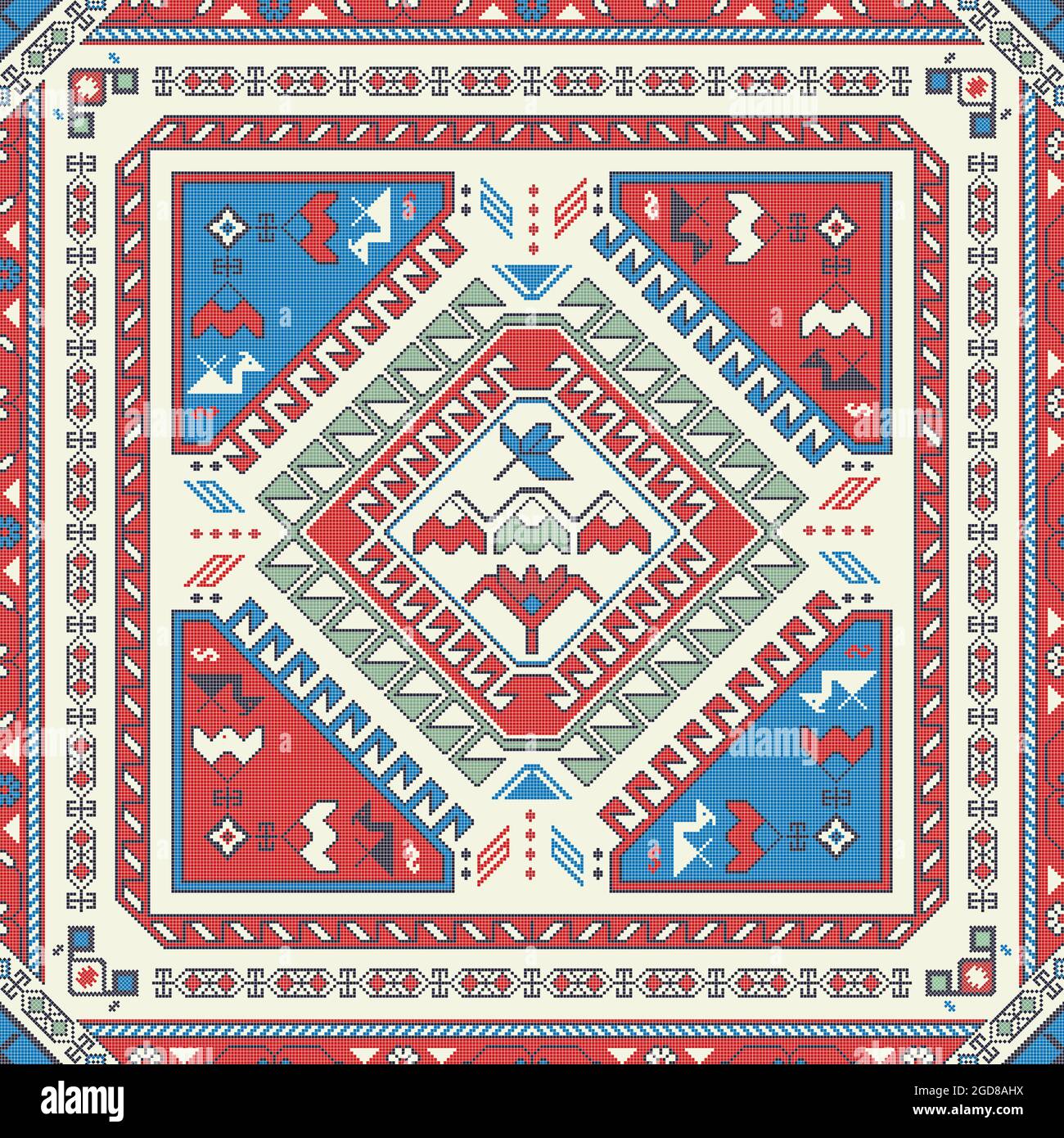 Traditional Georgian folk art embroidery vector pattern Stock Vector ...