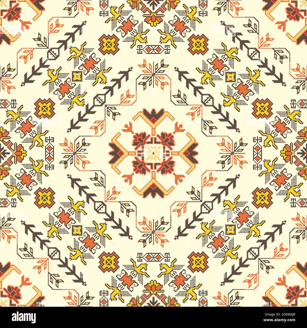 Traditional Georgian folk art embroidery vector pattern Stock Vector ...