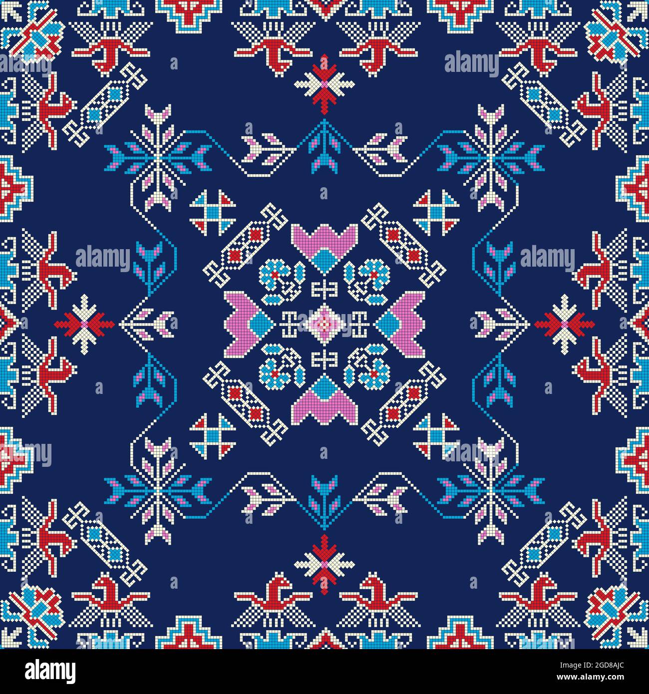 Traditional Georgian folk art embroidery vector pattern Stock Vector ...