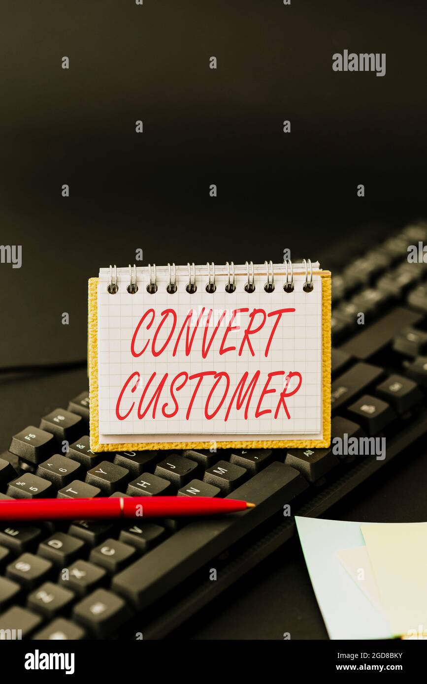 Handwriting text Convert Customer. Word Written on the percentage of ...
