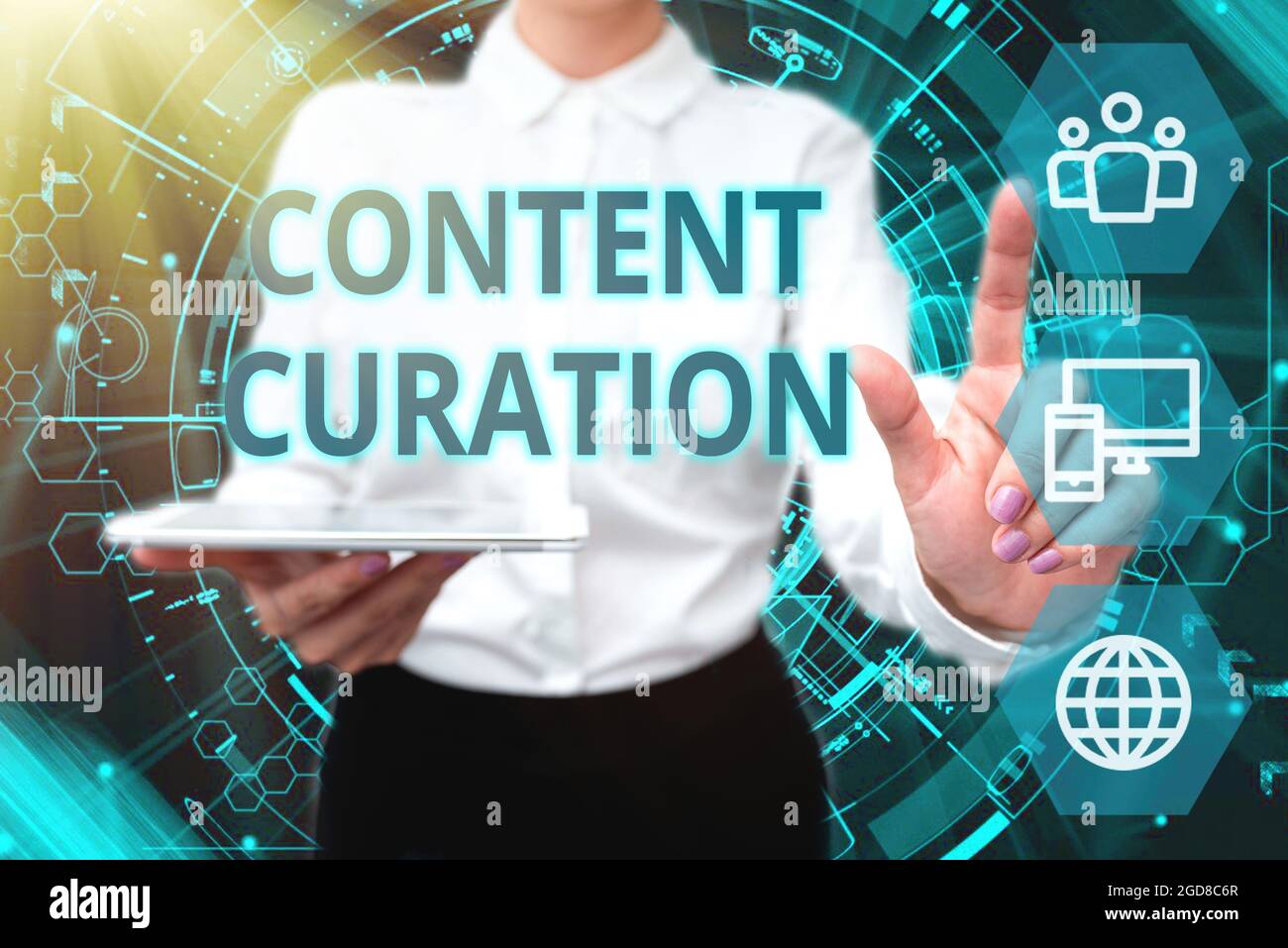 Text sign showing Content Curation. Word Written on process of ...
