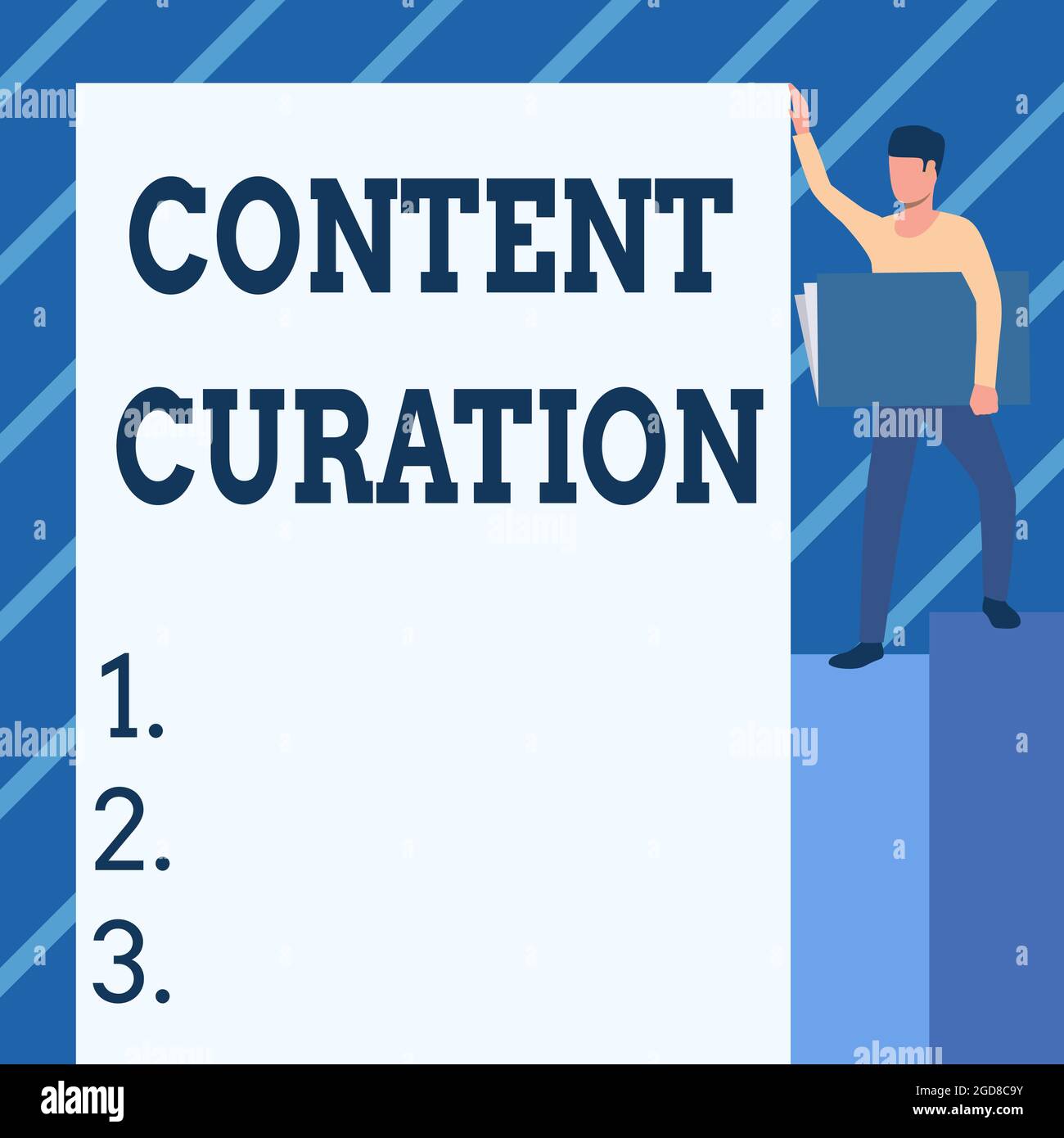 Hand writing sign Content Curation. Business overview process of ...