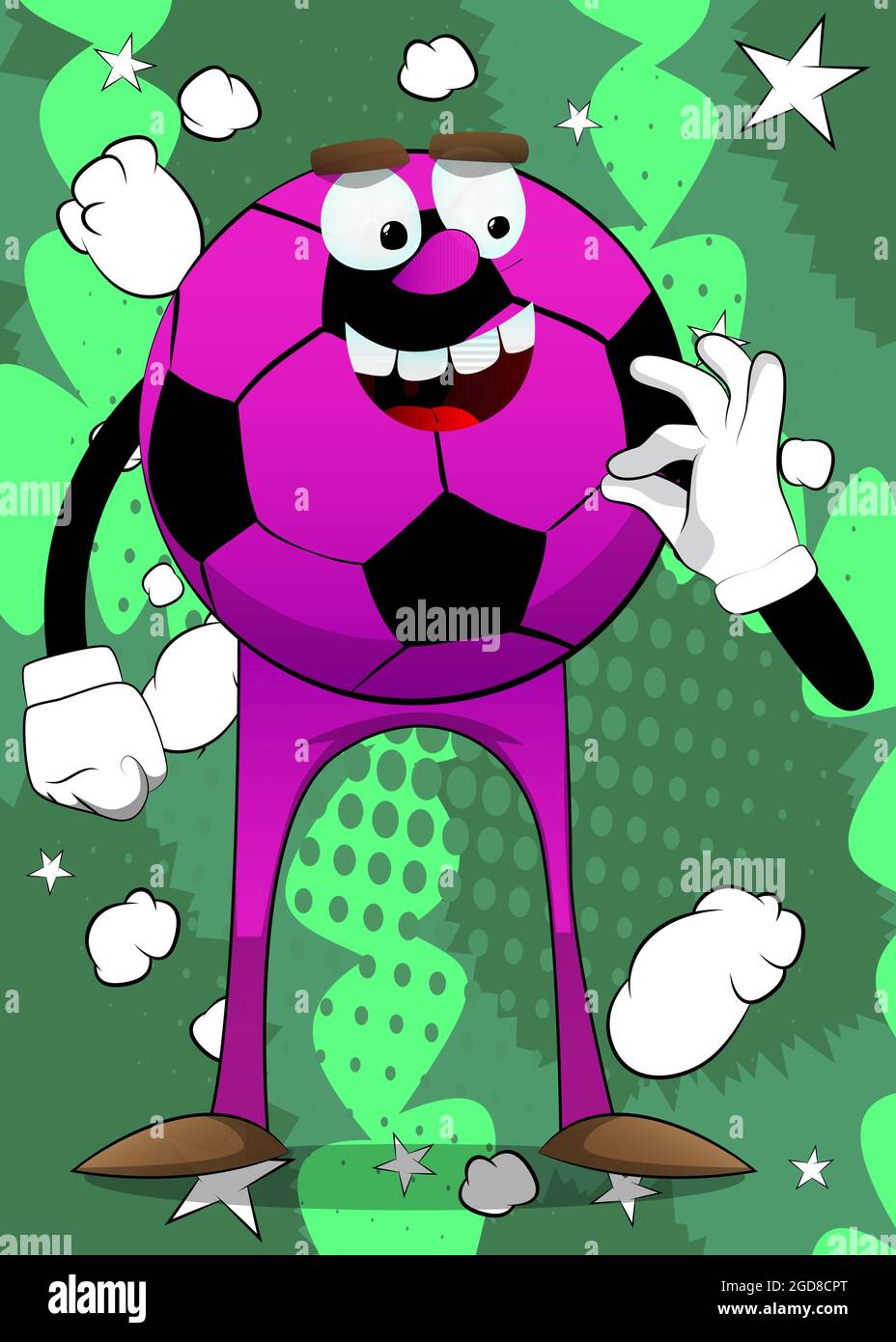 Soccer ball showing ok sign. Traditional football ball as a cartoon ...