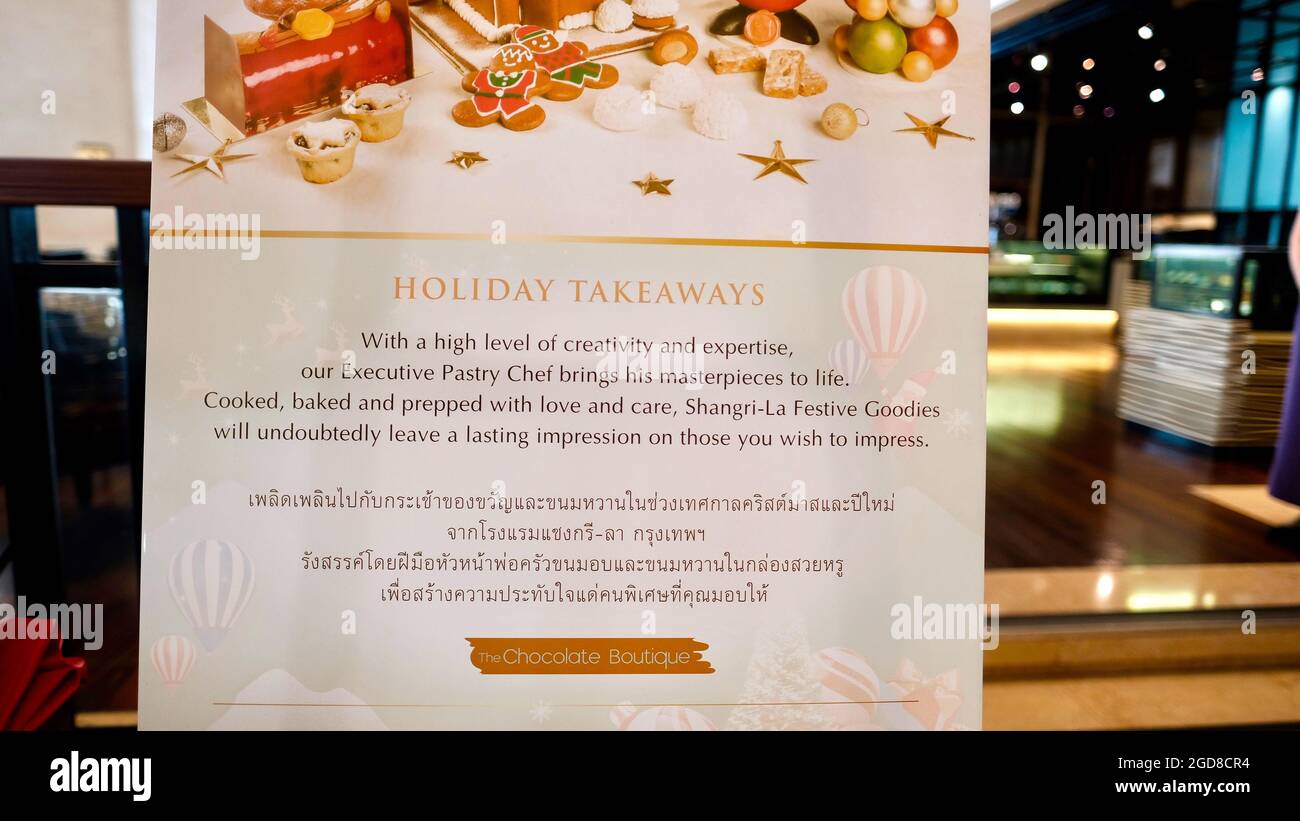 Holiday Season Take Away Food Promotion at a Five Star Bangkok Hotel ...