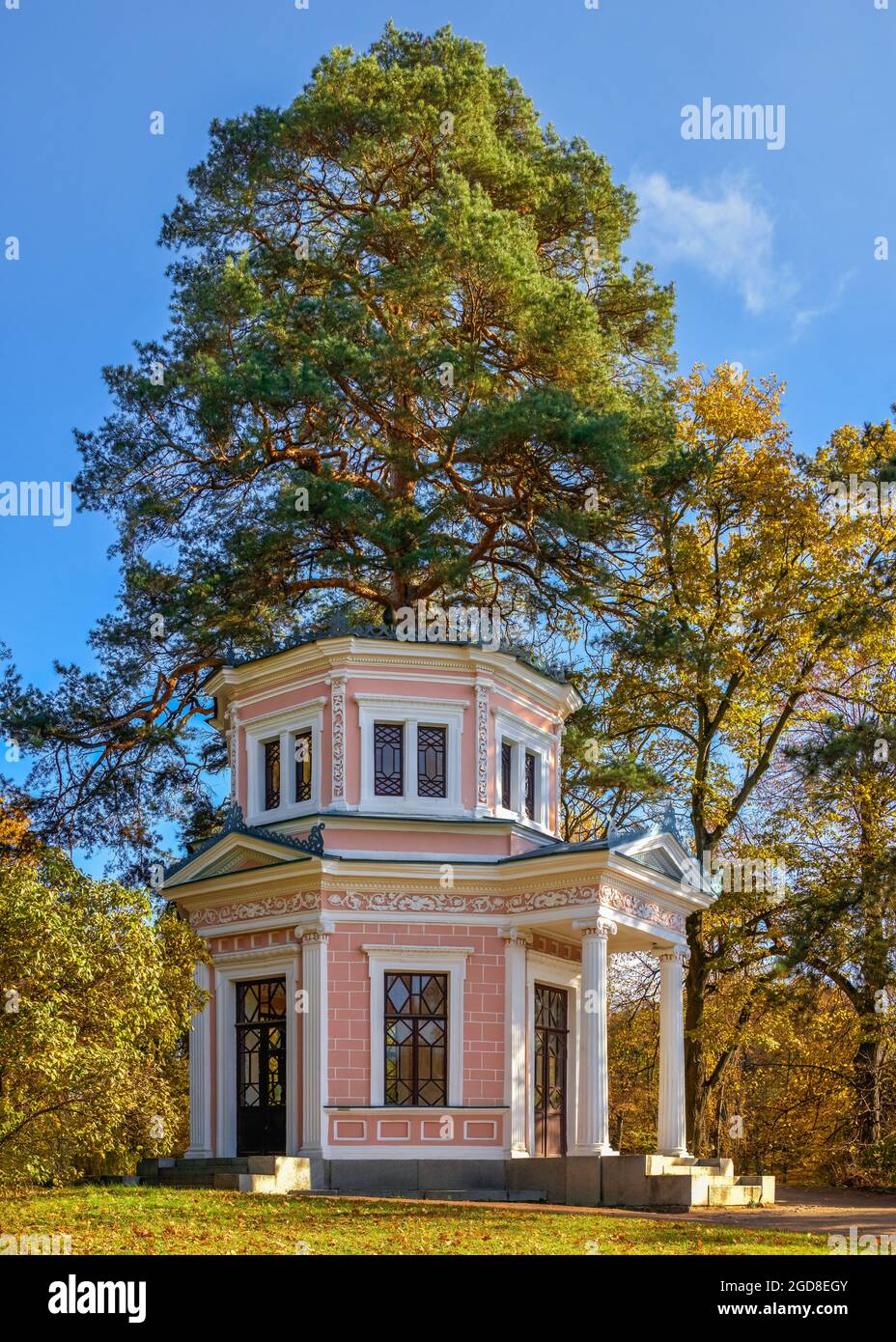 Pavilion on the island of anti Circe in the Sofievsky arboretum or ...