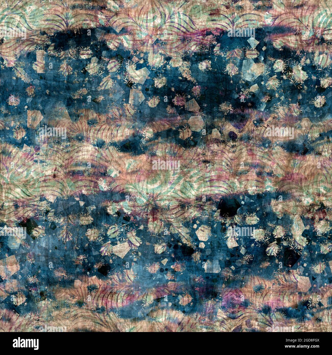 Seamless elegant mixed media pattern in navy, blue, pink, and cream ...