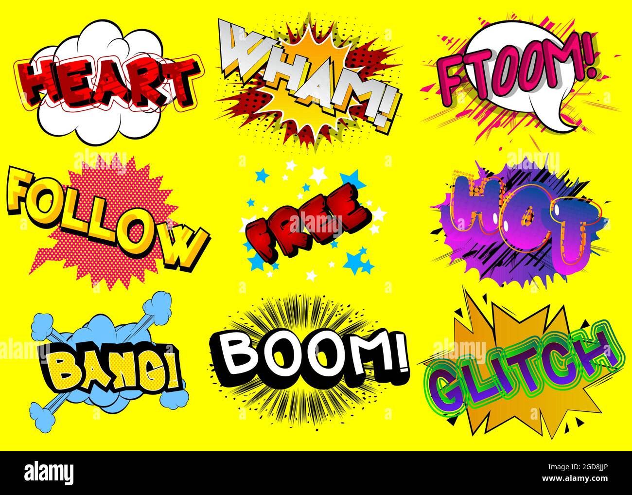 Heart, Wham, Ftoom, Follow, Free, Hot, Bang, Boom, Glitch - Cartoon ...