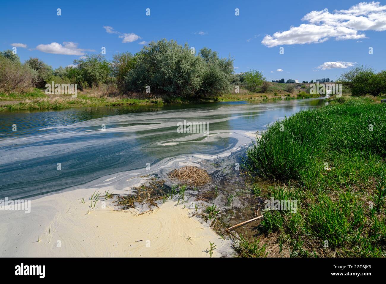Foam forms at the inlet from the Ringold Dam into the Columbia River in ...