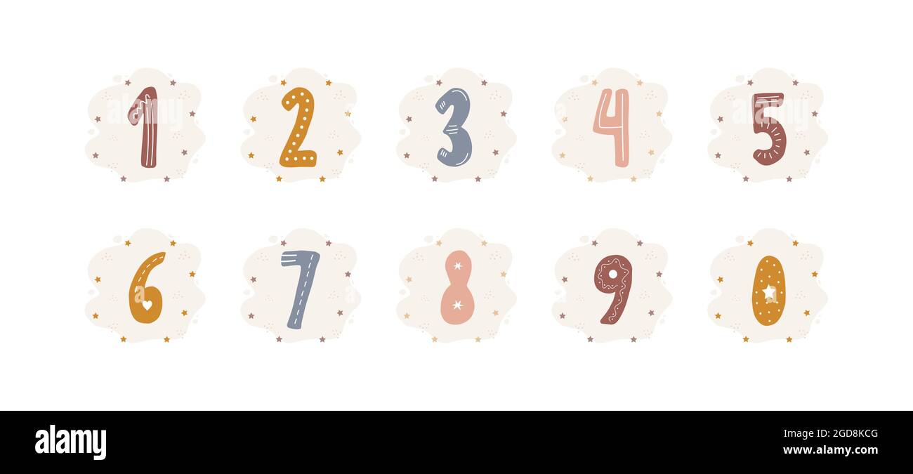 Cute set with different numbers. Boho elements for birthday card ...