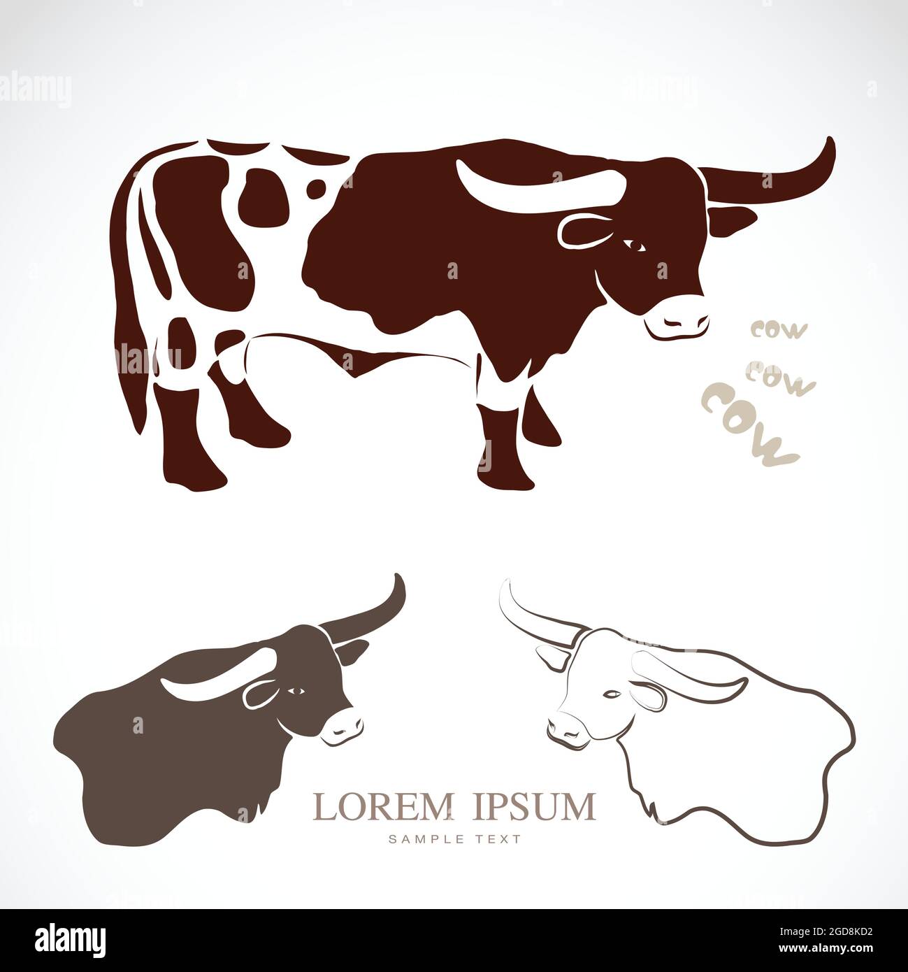 Vector image of cow on white background. Easy editable layered vector ...
