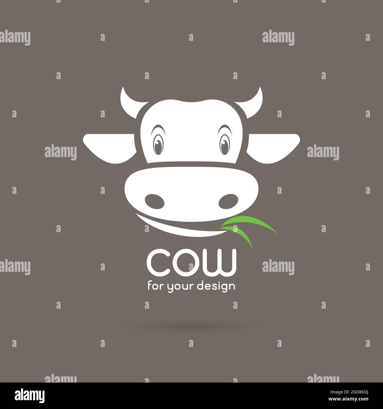 Vector of a cow face with grass on brown background. Farm Animals. Easy ...