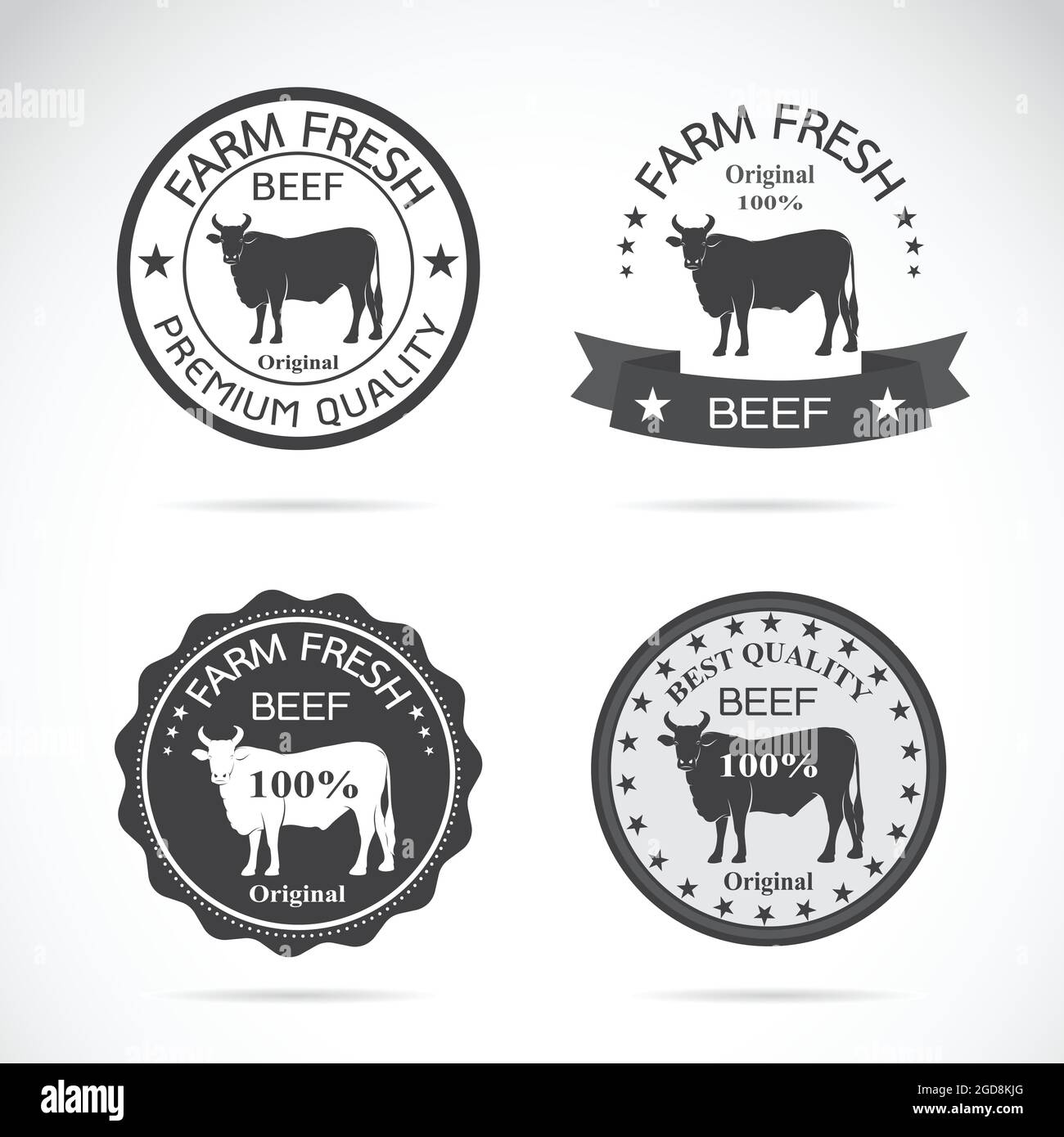 Set of vector cow label on white background. Easy editable layered ...
