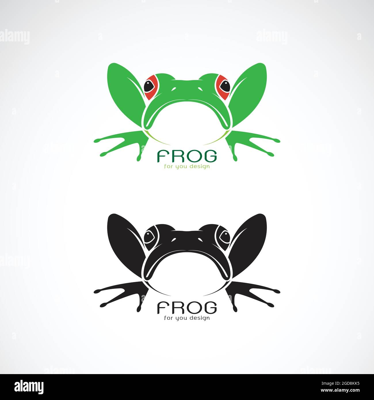 Vector of green frogs and black frog on white background. Amphibian ...