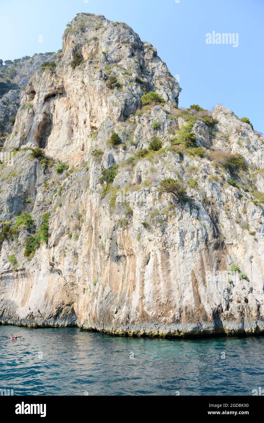 Coastal landscapes of the island of Capri, Campania region, Italy Stock ...