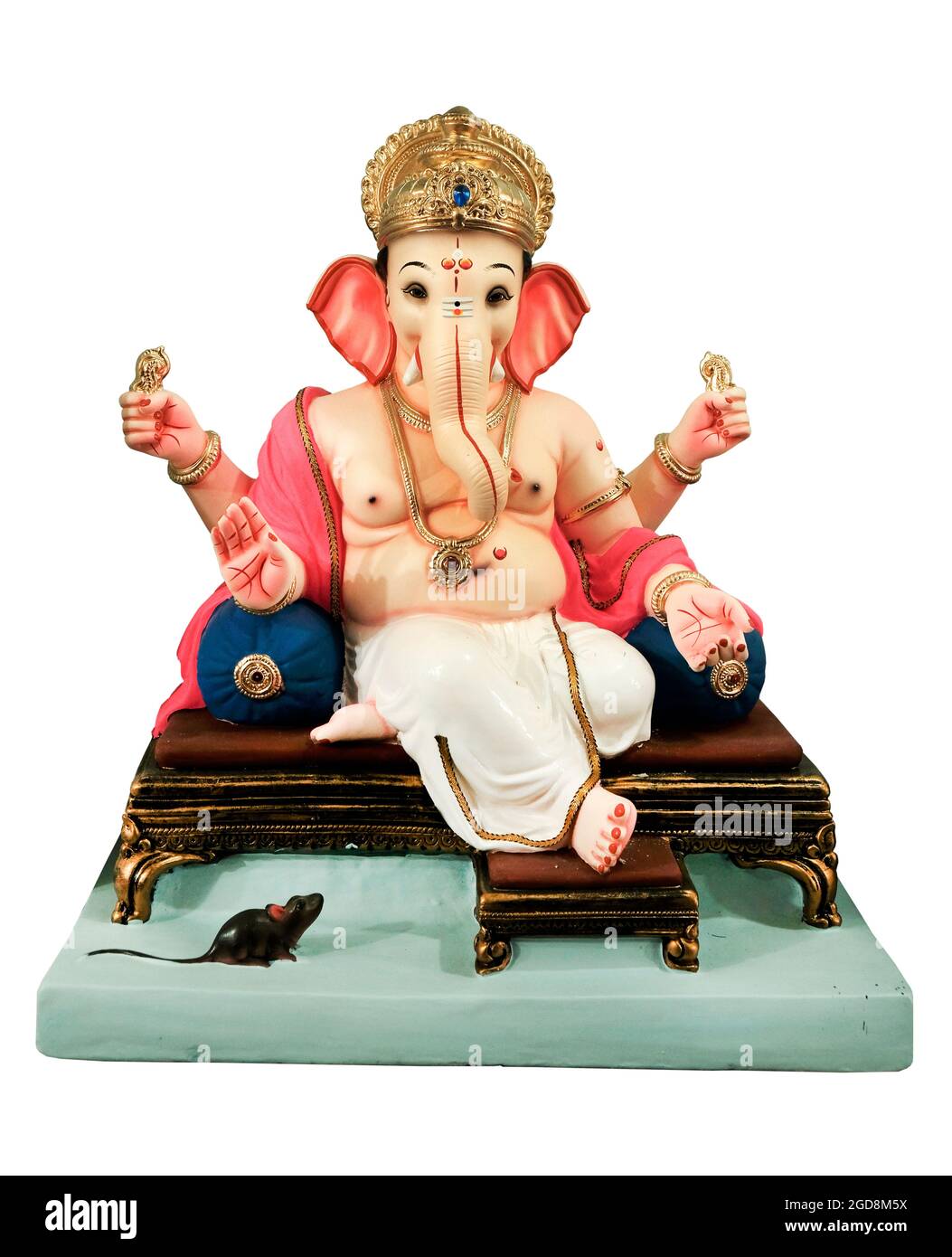 Hindu God Ganesha. colorful Ganesha Idol on white background Stock ...