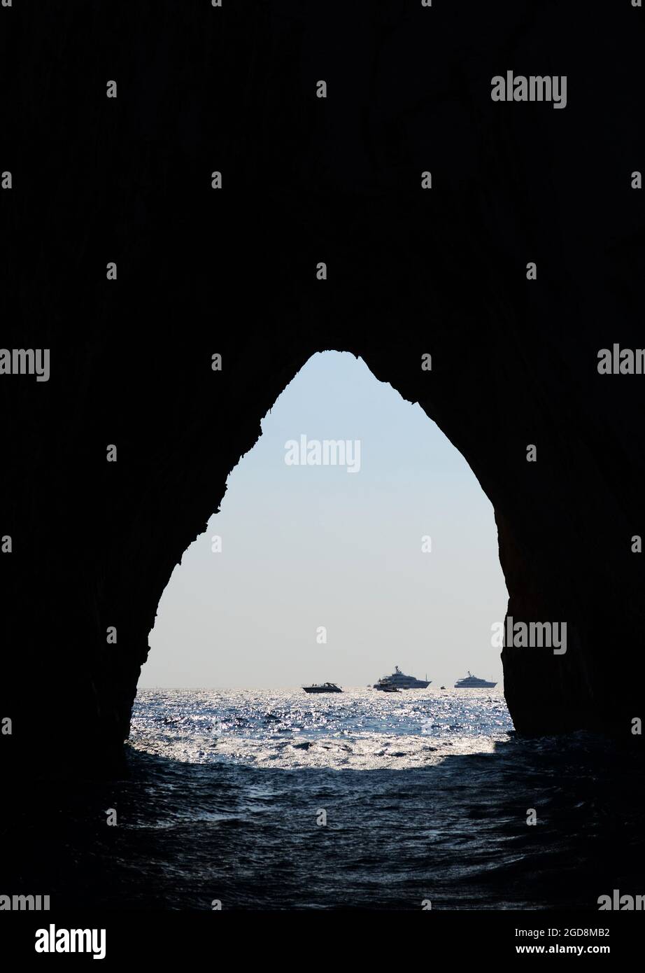 The Rock Arch at the Faraglioni Rocks, Capri, Campania, Italy Stock ...
