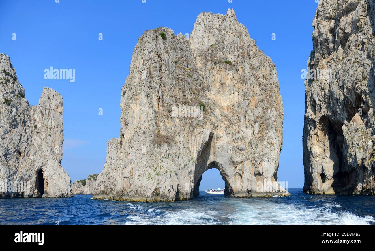 The Rock Arch at the Faraglioni Rocks, Capri, Campania, Italy Stock ...