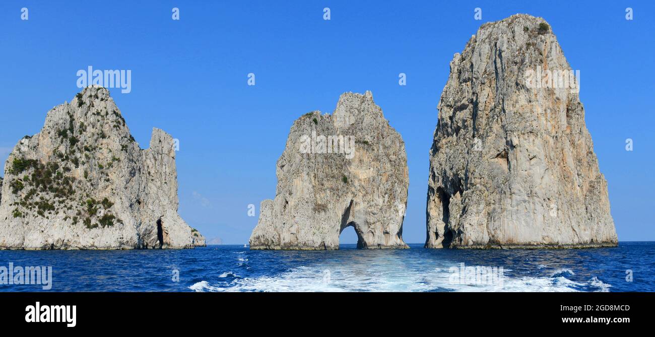 The Rock Arch at the Faraglioni Rocks, Capri, Campania, Italy Stock ...