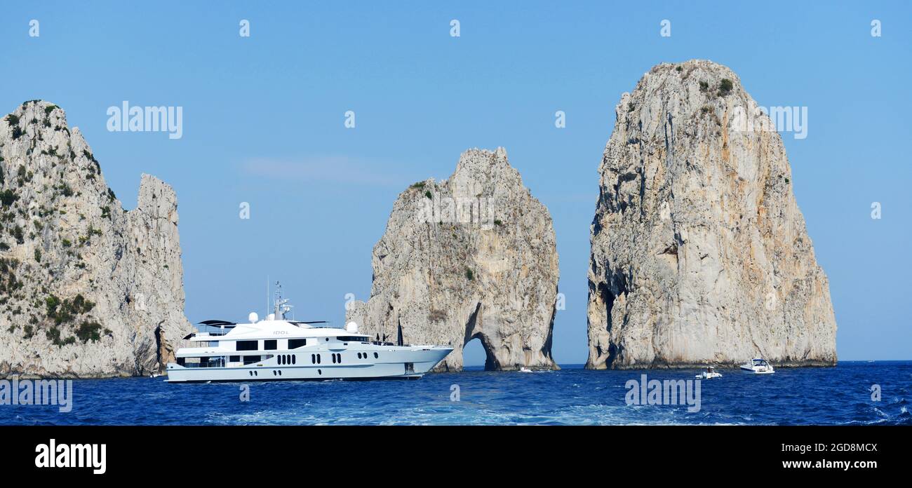 The Rock Arch at the Faraglioni Rocks, Capri, Campania, Italy Stock ...