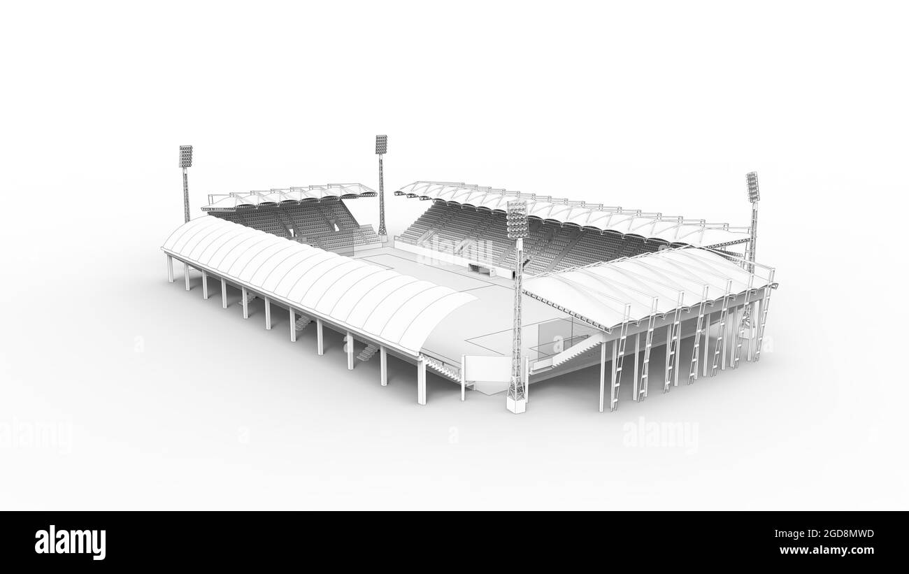 3D rendering of a stadium building architecture structure isolated on ...