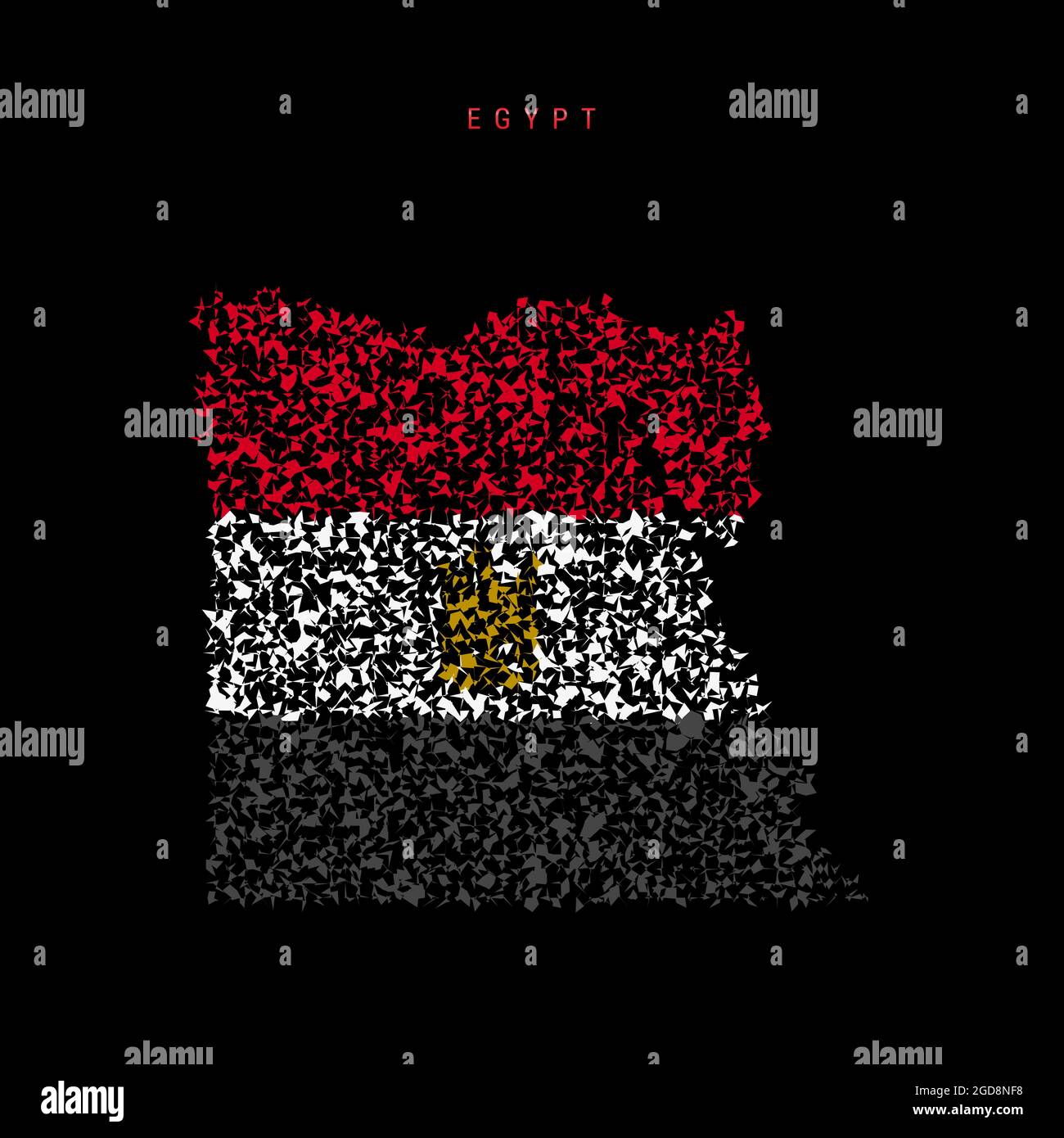 Egypt flag map, chaotic particles pattern in the colors of the Egyptian ...