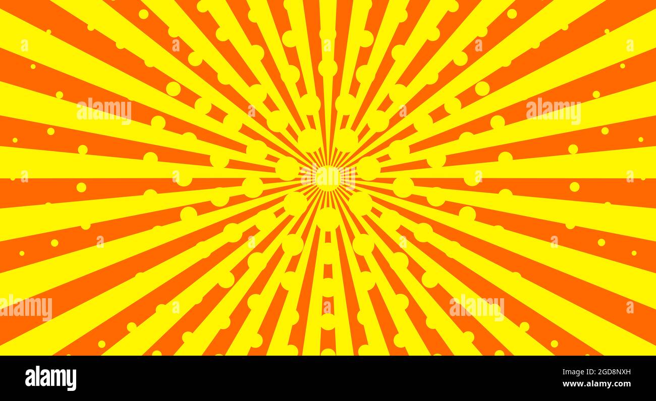 Comic book background in pop art style. Retro sun rays, sunbeams ...